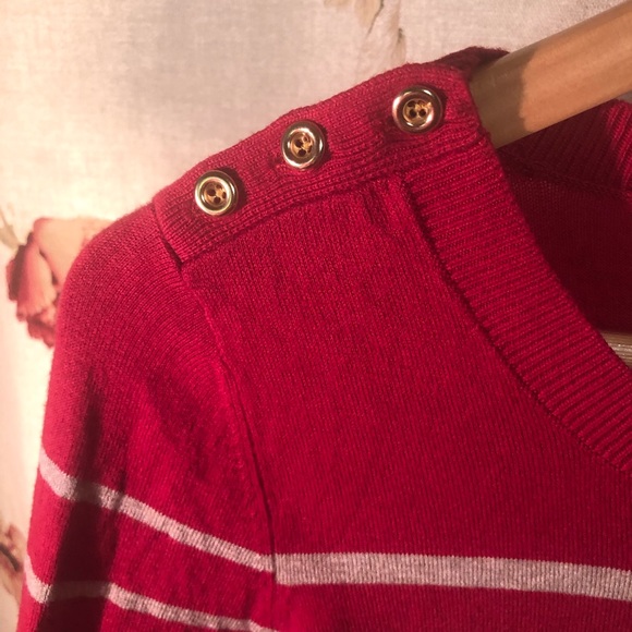 Banana Republic | Tops | Banana Republic Red And Tan Striped Sweater ...